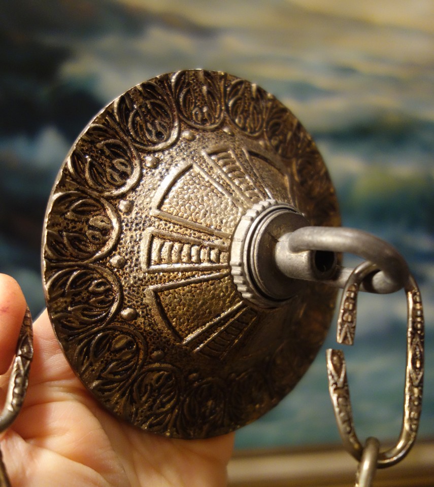 4.5" Vintage Brass Bronze Ceiling cap canopy w 16" chain lamp ...