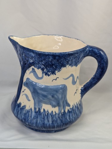 Clinchfield Artware Pottery Cow Pitcher Blue Handpainted USA | eBay