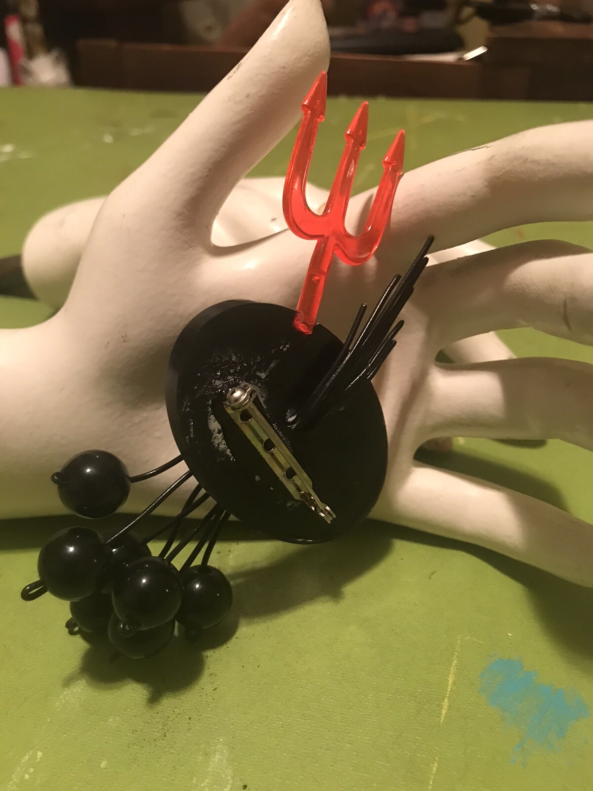 1950s Style Reproduction Pitchfork Devil Brooch Handm… - Gem