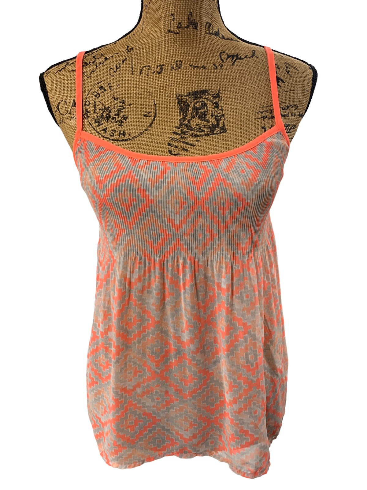 Princess Vera Wang orange & beige sheer Cami Top - Gem