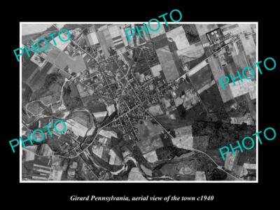 OLD POSTCARD SIZE PHOTO OF GIRARD PENNSYLVANIA AERIAL VIEW OF TOWN ...