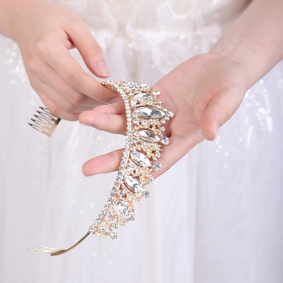 Lerjiaoor Comb Tiara crystal women bride princess wedding prom pageant ...
