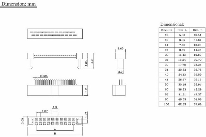 50Pcs 1.27mm Pitch 2x8 Pin 16 Pin FC IDC Female Header Cable Socket ...
