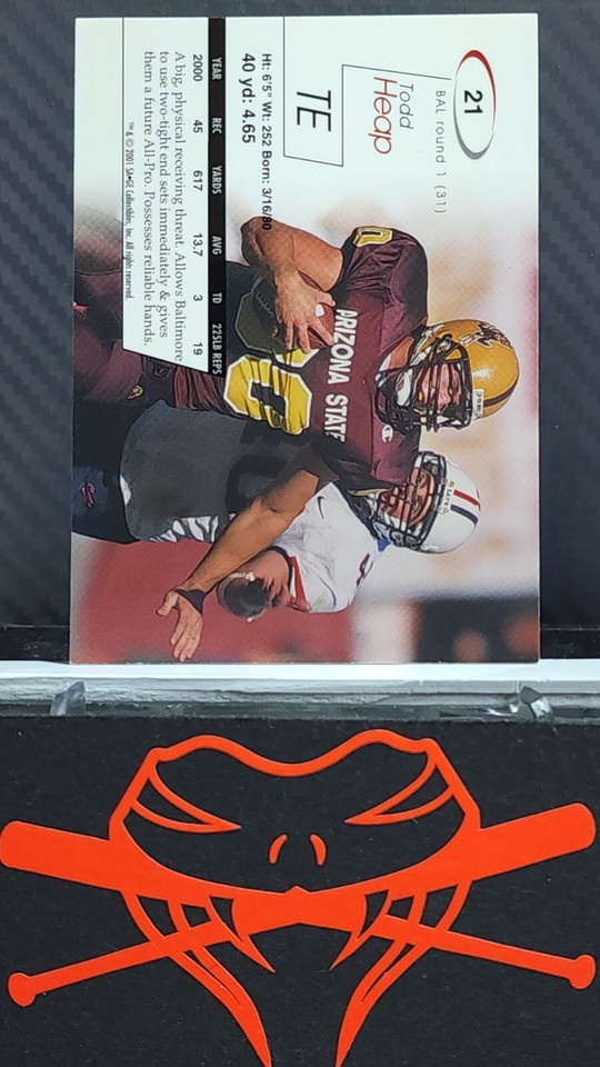 Todd Heap - 2001 Sage ROOKIE #21 - Arizona State RC /4500 | eBay