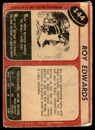 1968-69 O-Pee-Chee Roy Edwards Detroit Red Wings #144 | eBay