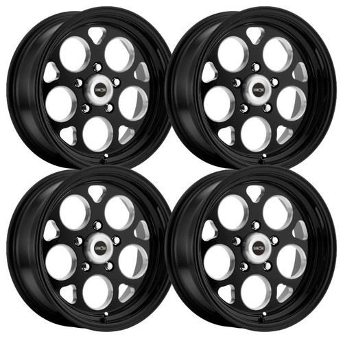 (Set-4) Vision Sport Mag 15X10 5x4.75 -25mm Black Milled Wheels Rims 15 ...