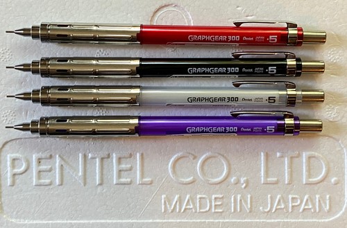 Pentel GraphGear 300 PG315 0.5mm Pencils - 4-Color Pencil Set AX, TVX ...