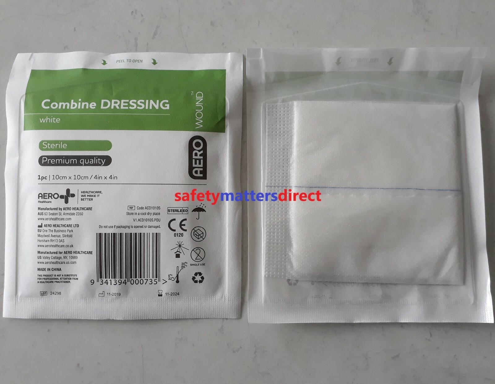 5 x Combine Dressing 10cm x 10cm Sterile White Combine Dressing Pad ...