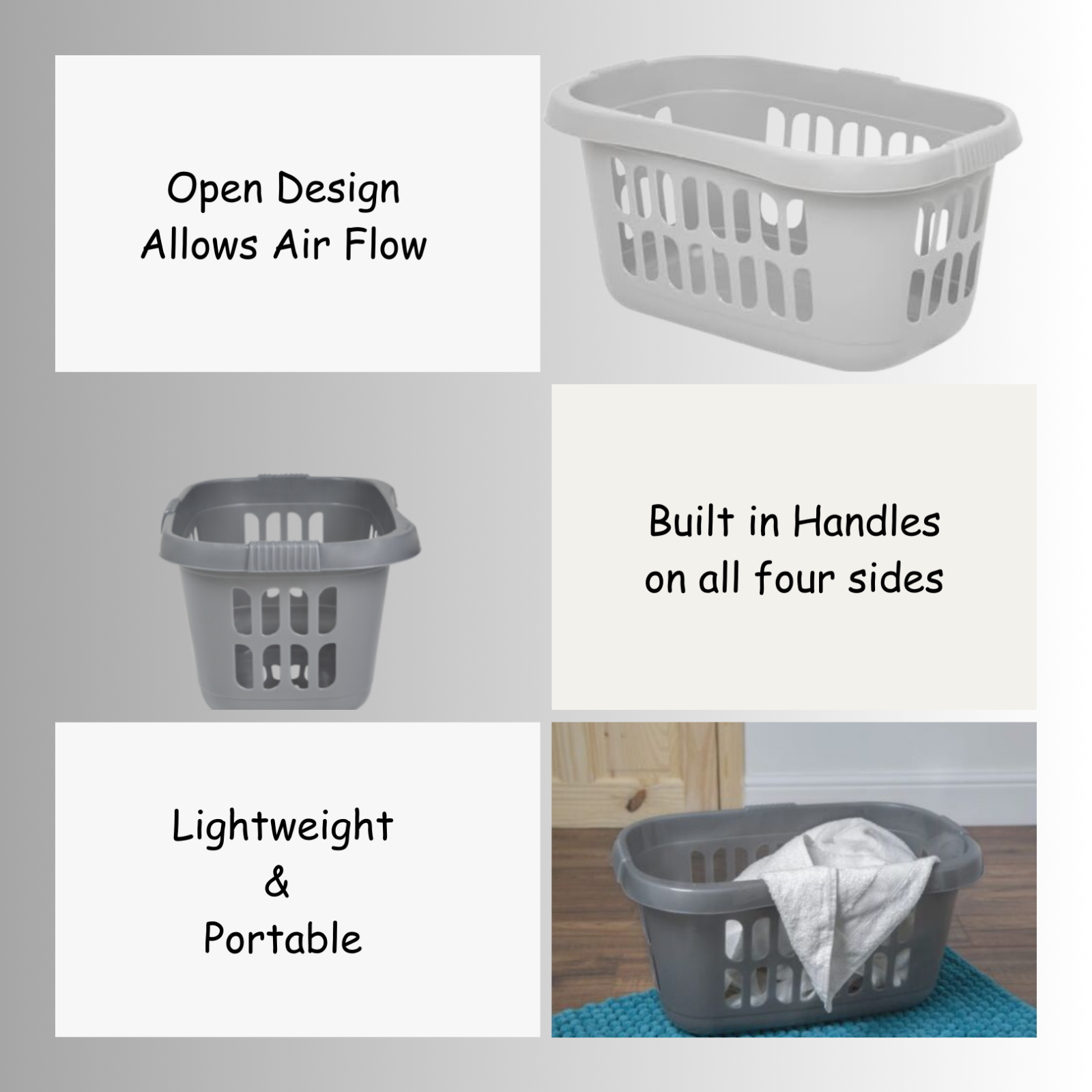 Laundry Basket Large Strong Plastic Washing Clothes Storage Hipster ...