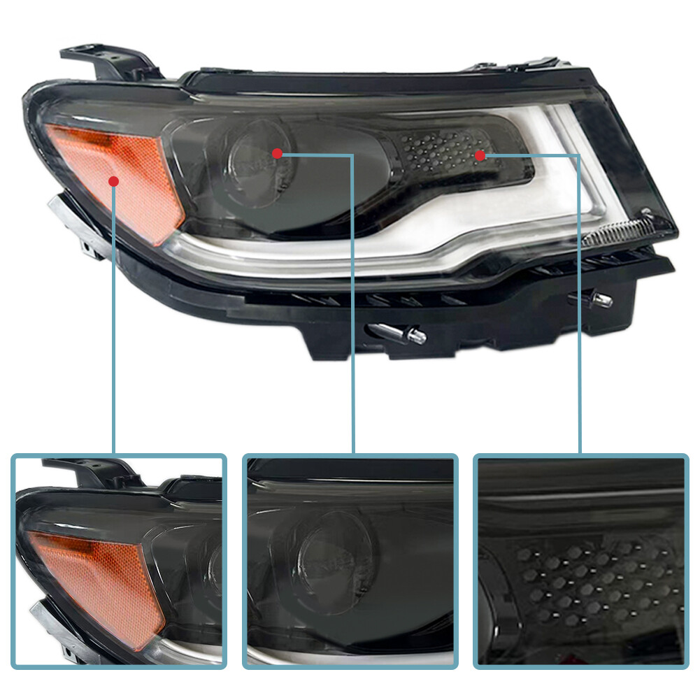 For 2017-2021 Jeep Compass HID/Xenon LED DRL Projector Headlights Pair ...