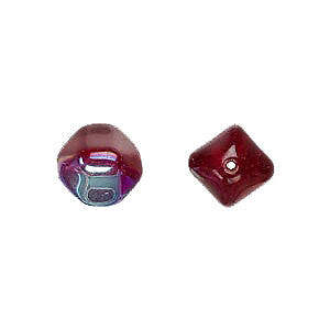 12mm AB red Czech glass 4 sided oval beads, 8" strand (18 beads) | eBay