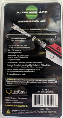 TenPoint Alpha Blaze Lighted Nocks Bowstring Activated, Green 3-Pack ...