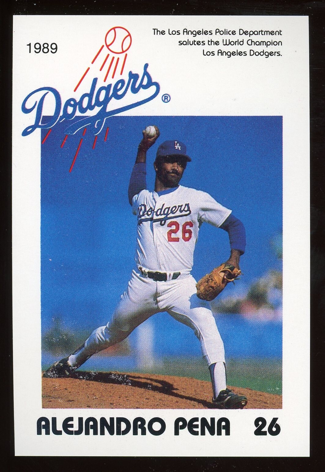 1989 Los Angeles Police Department ALEJANDRO PENA DODGERS DOMINICAN ...