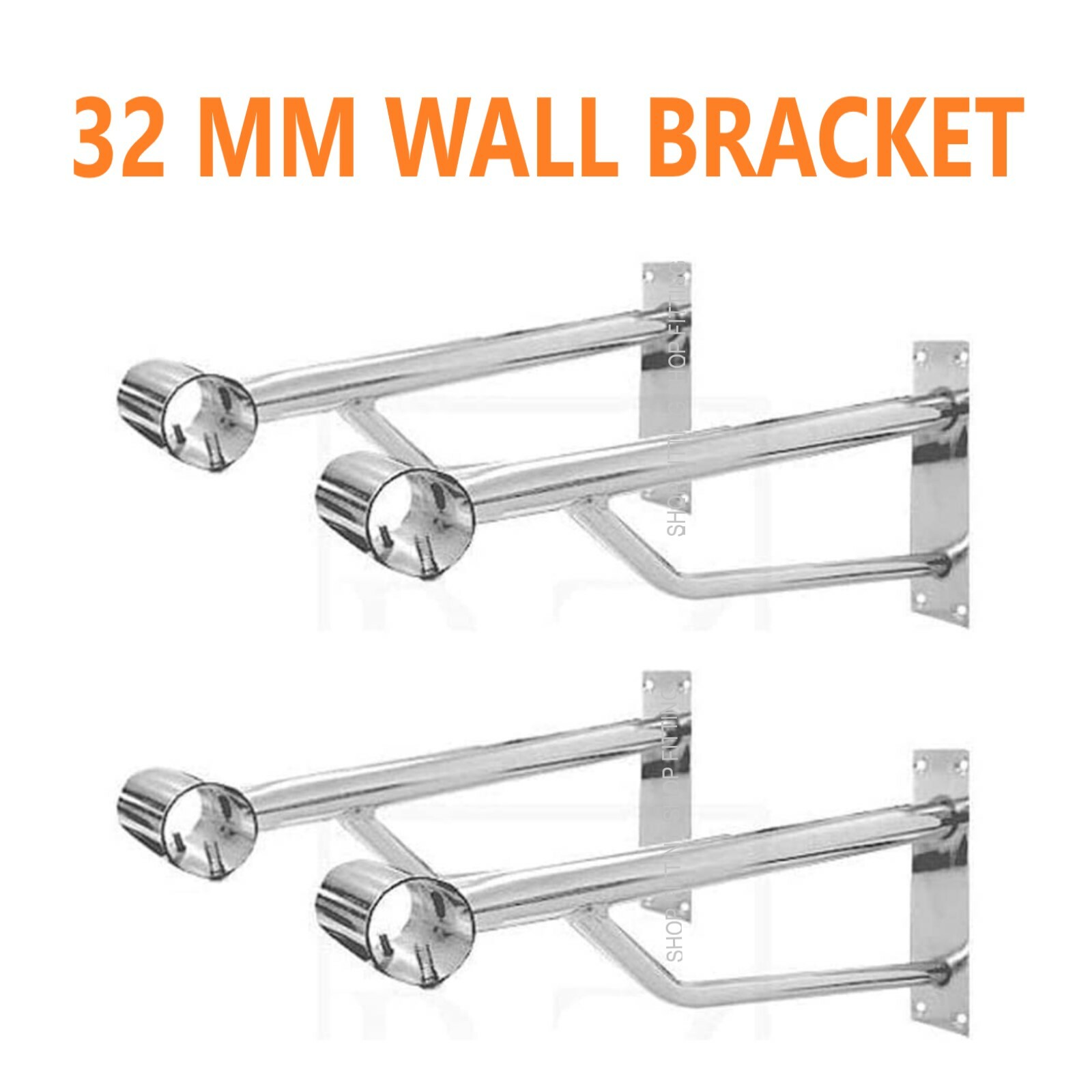HEAVY DUTY WALL FIX CHROME SUPPORT ARM BRACKET 25MM OR 32MM | eBay UK