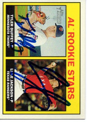Tyler Duffey Twins Luke Jackson Rangers 2016 Topps Heritage Signed Card ...