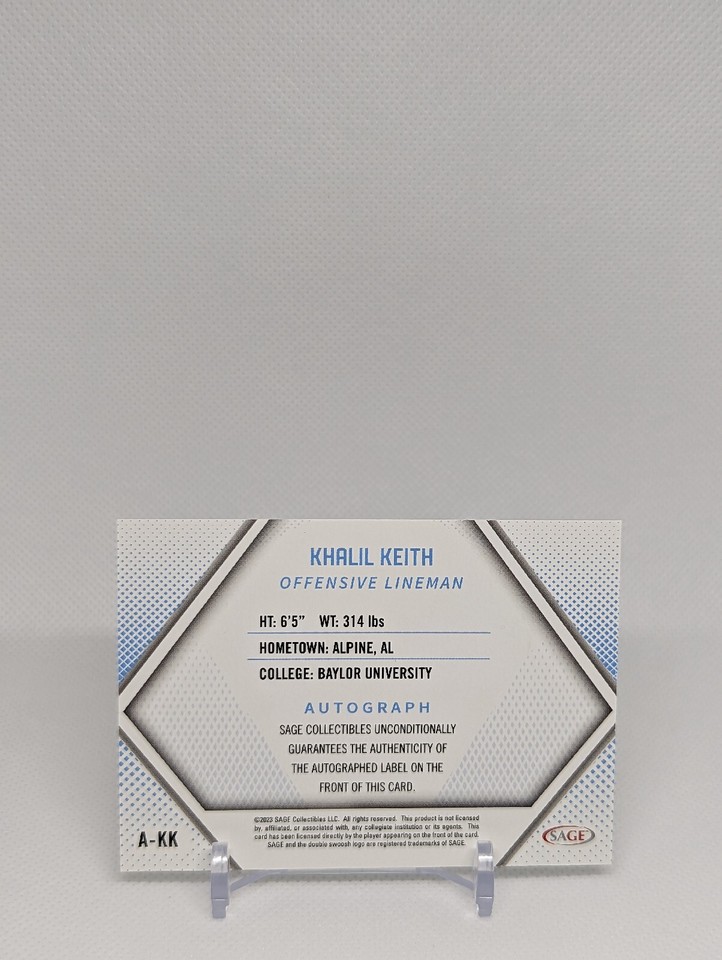 2023 SAGE🔥KHALIL KEITH🔥AUTO🔥MINT?!🔥 SILVER FOIL ROOKIE RC🔥BAYLOR🔥📈 | eBay