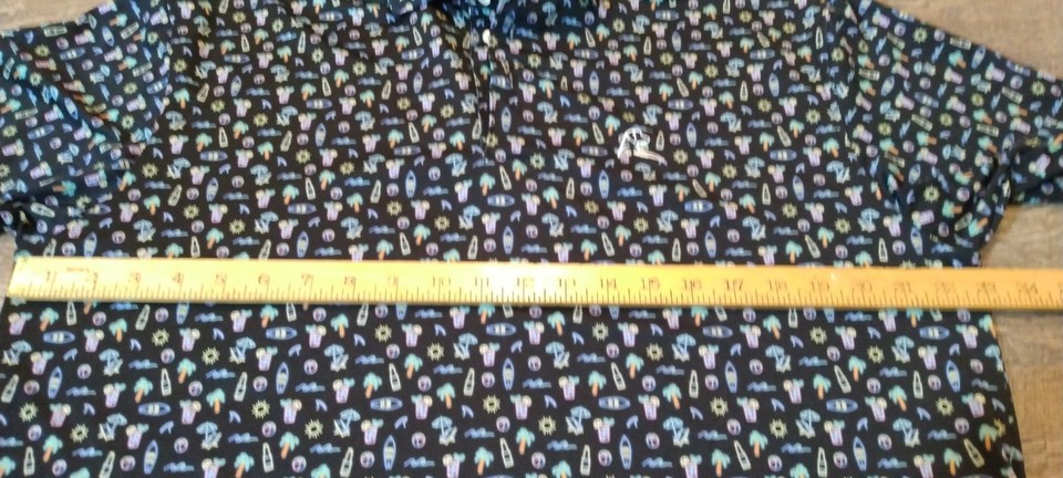 Rhoback Men's Performance Polo XL The Beach Bar Print Black Neon Golf ...
