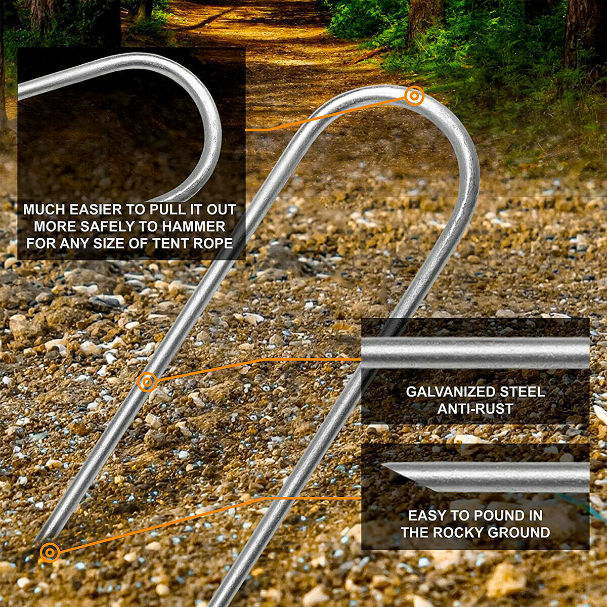 100x Steel U-shaped Stakes Pins Staple Peg For Ground Garden Grass Tent ...