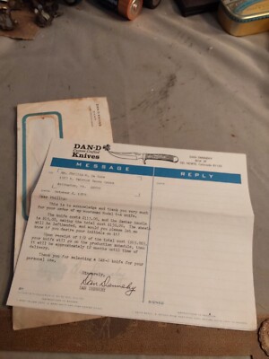Dan Dehenney Dan-D Custom Made Knives Order Form | eBay