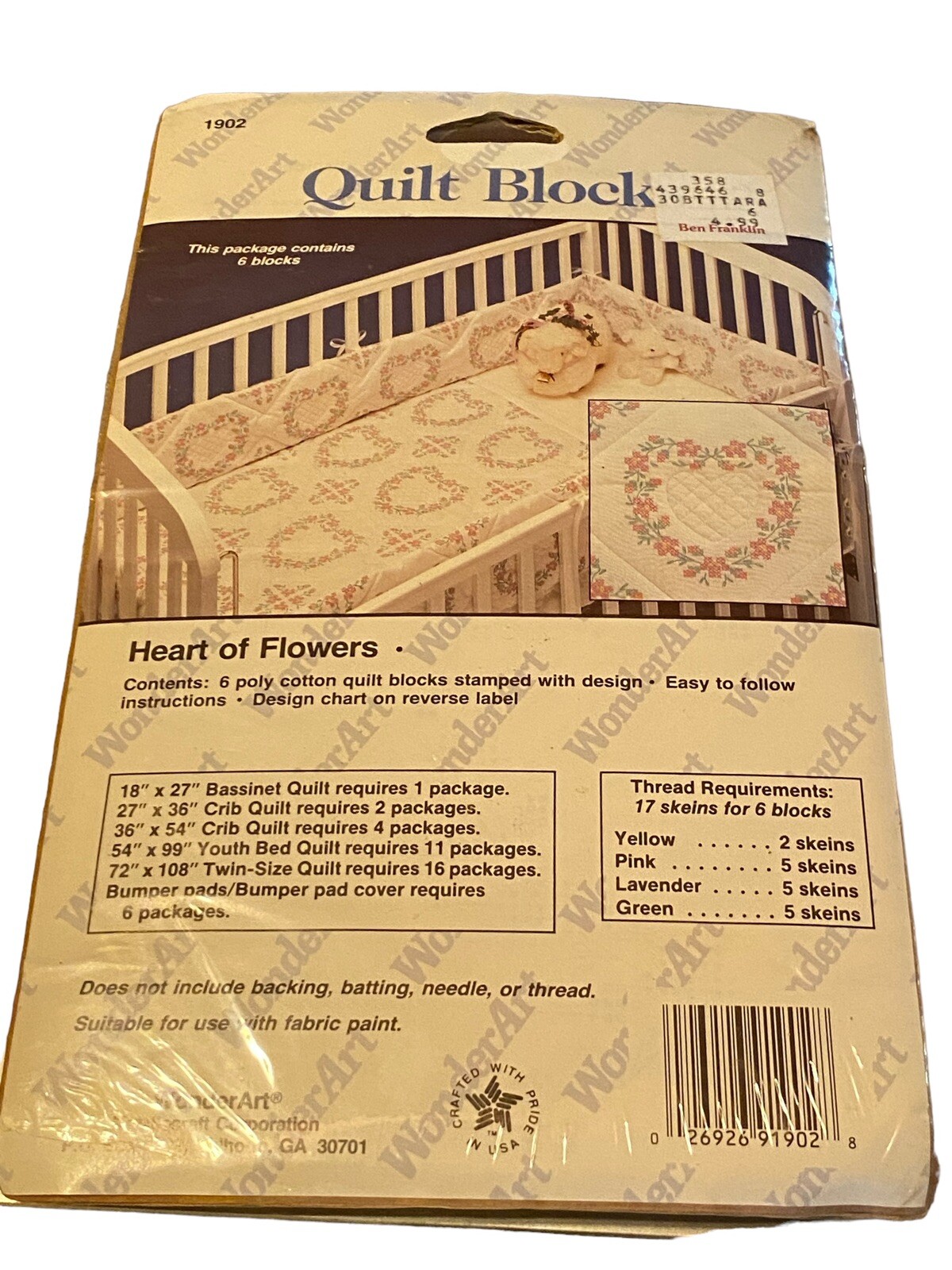 WonderArt Cross Stitch Quilt Blocks Heart of Flowers Pattern 1902 | eBay