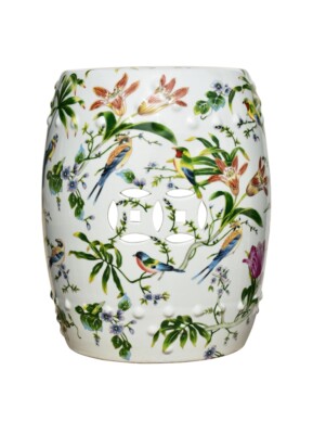 Chinese Multi Color Porcelain Bird Motif Round Garden Stool 18" | eBay