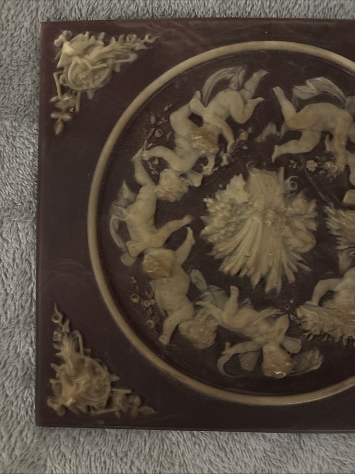 Vintage Genuine Incolay Stone With Cherubs Square Box Top Or Decor | eBay