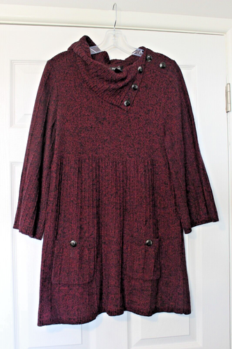Style & Co Women's Pointelle Envelope Neck Sweater Black Red Size XL ...