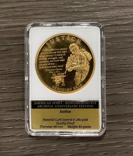 American Mint Layered 24k Gold Justice Proof Coin Geronimo Ekia ...