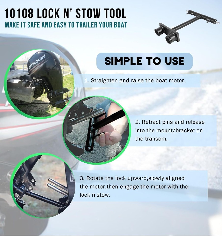 10108 Lock N' Stow Transom Saver For Mercury Outboard Motor Support ...