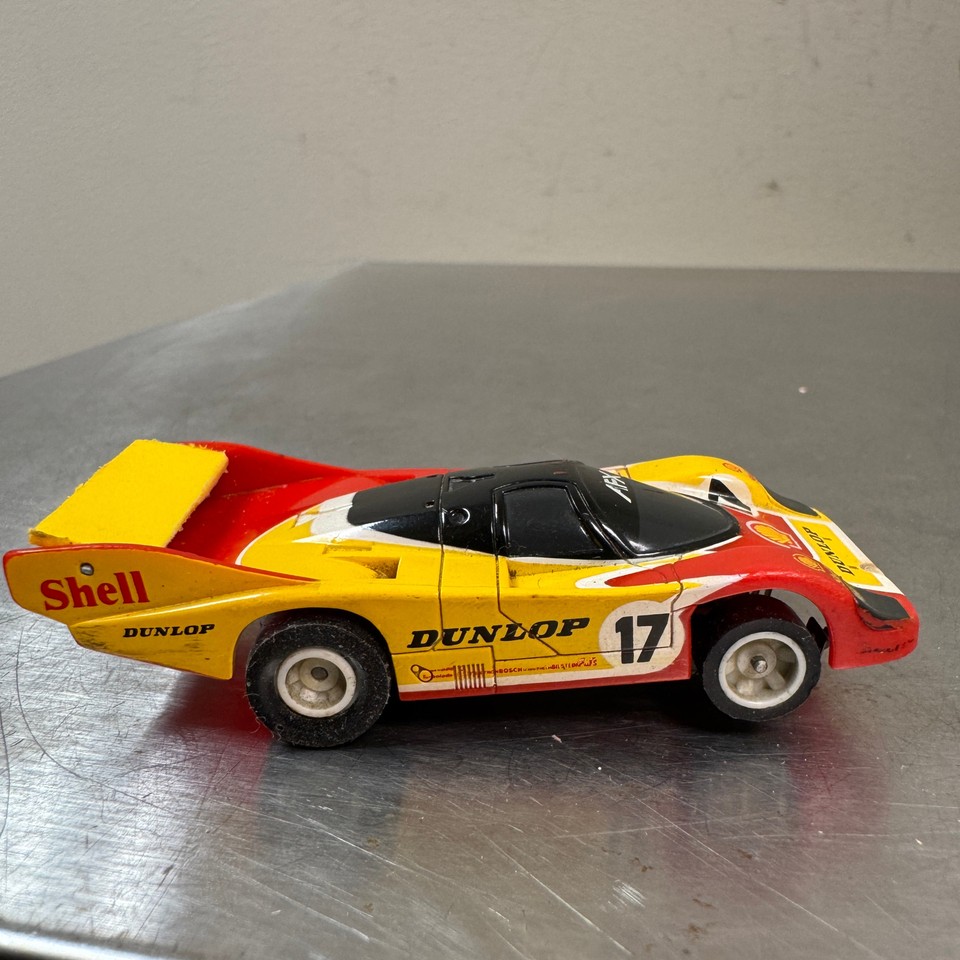 Vtg AFX Tomy Porsche 962 SHELL Yellow & Red #17 HO Slot Car - Working ...
