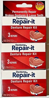 Dentemp Repair-It Denture Repair Kit - For Three Repairs Each (Pack Of ...