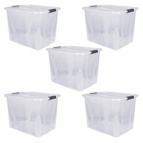 Aufbewahrungsbox mit Deckel Kunststoffbox Lagerbox Stapelbox 55 Liter ...