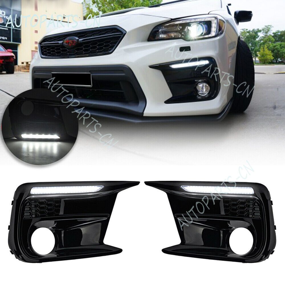 White LED Fog Bezel DRL Daytime Running Light Kit For 2018-2021 Subaru ...