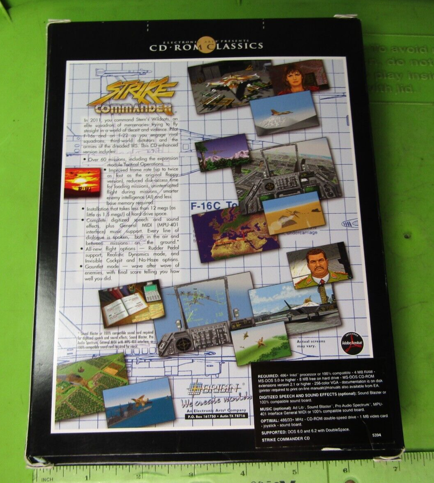 Strike Commander -E. Arts - IBM CD-ROM - Big Box PC - 1992 Origin ...