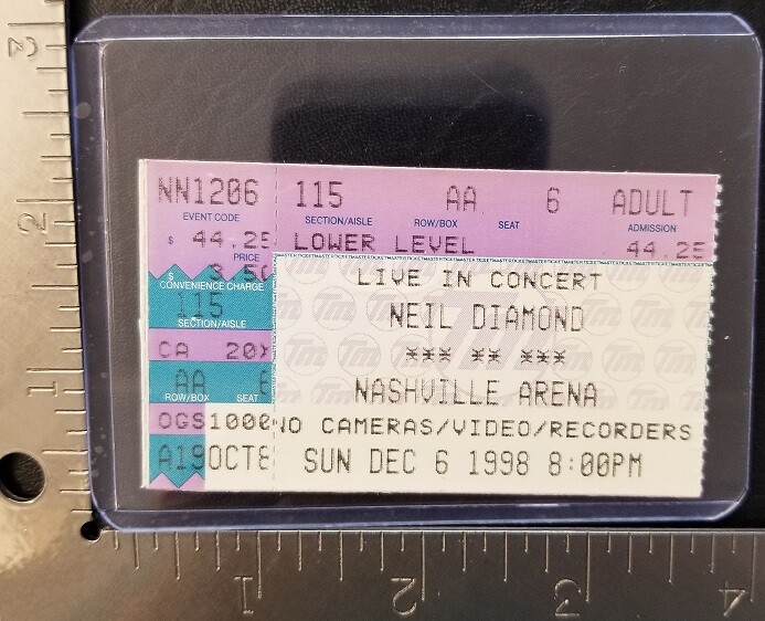 NEIL DIAMOND - VINTAGE DEC. 6, 1998 CONCERT TICKET STUB | eBay