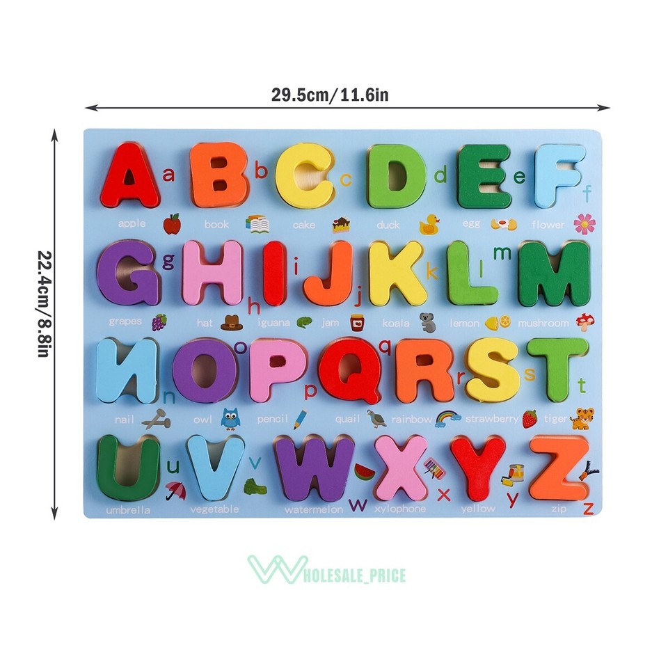 New -- Baby Kids Learning Toys Wooden Alphabet Number Puzzle ABC ...