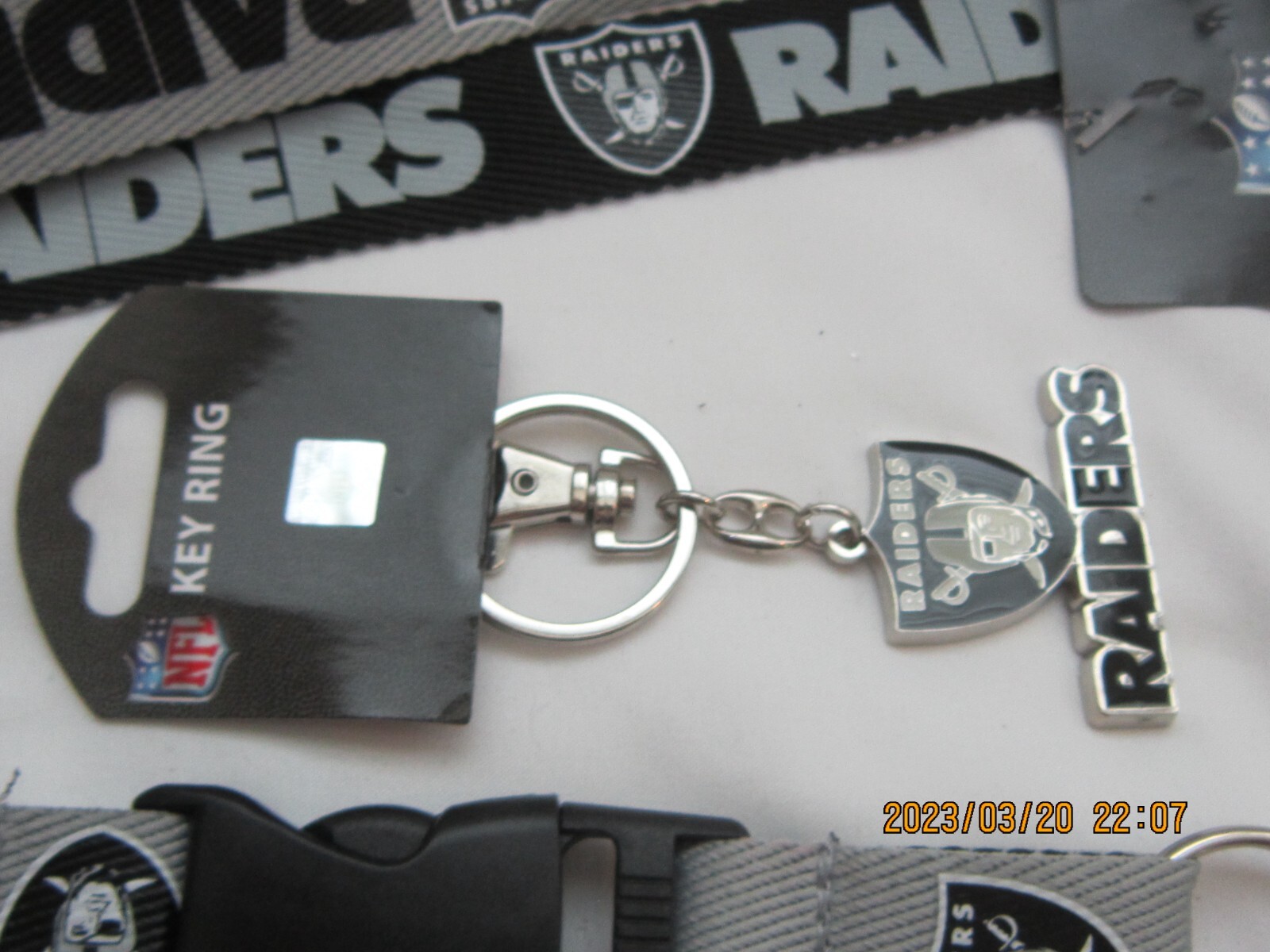Las Vegas Raiders Black Silver Letters Lanyard + Raiders Metal Emblem ...