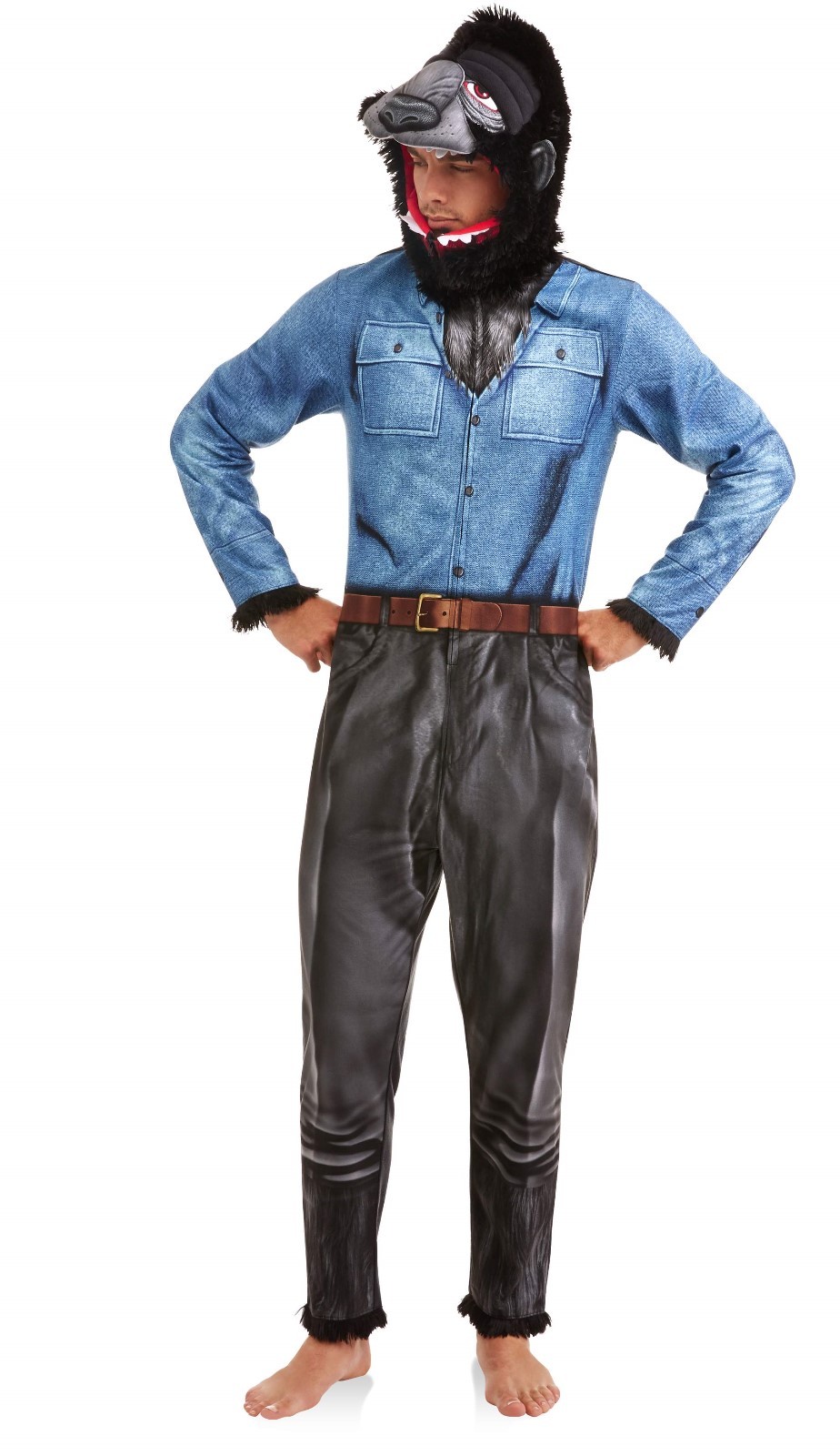 Men's Wolfman Werewolf Pajamas One Piece Costume Union Suit Size XL | eBay