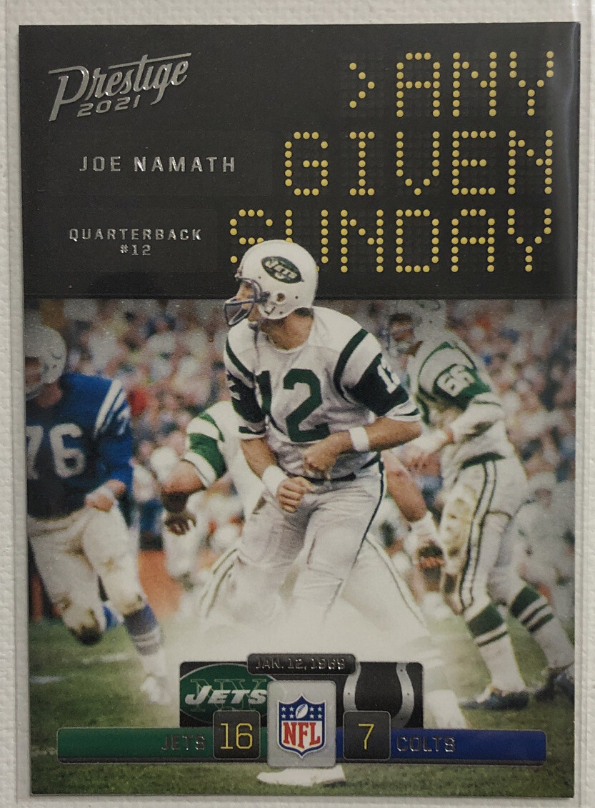 2021 Prestige Football Joe Namath Any Given Sunday Insert Card #JN Jets ...