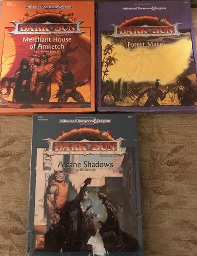 VERY RARE 1990s DARK SUN Advanced D & D 2nd Edition - 3 ADVENTURES ALL ...