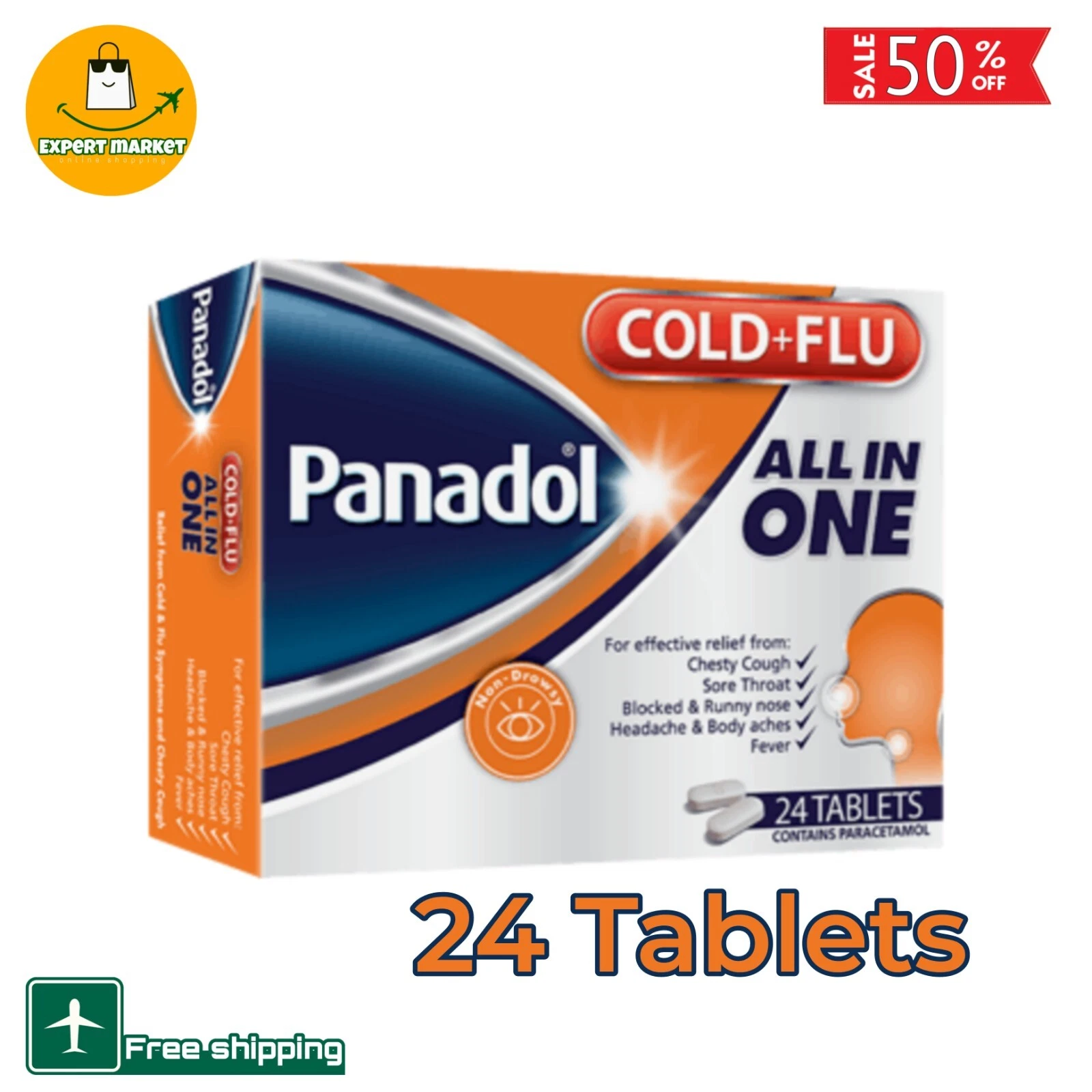 Panadol Cold & Flu - All-in-One Relief for Cold, Bahrain | Ubuy