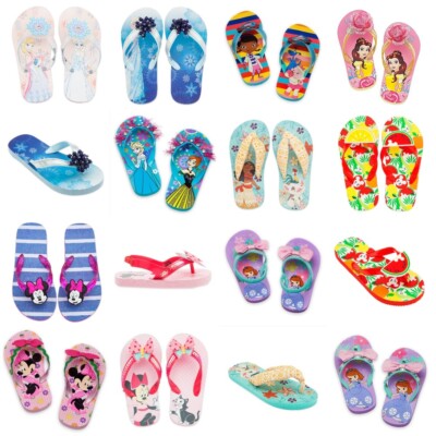 Disney Store Flip Flops Frozen Doc Belle Moana Elsa Minnie Mouse ...