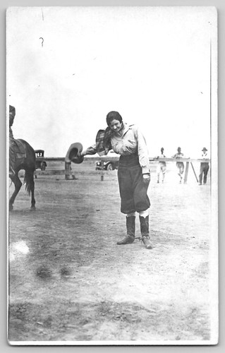 Professional Rodeo Cowgirl Ruby Dickey Takes a Bow RPPC Photo Postcard ...