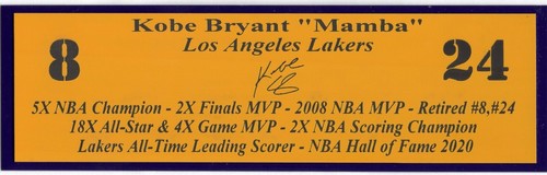 Kobe Bryant Mamba YELLOW Autograph Nameplate Los Angeles Lakers Ball ...