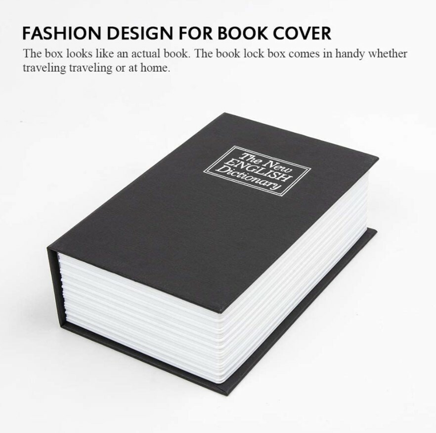 Safe Lock Box Book Vault Metal Fire Proof Secret Money Hidden Gun Cash ...