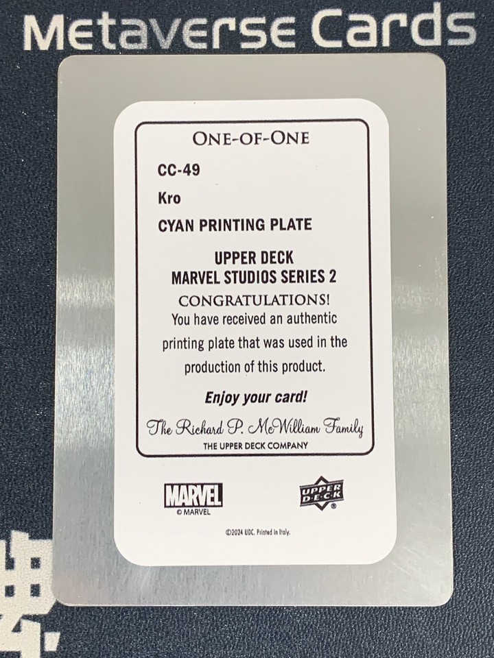 2024 UD Marvel Series 2 Bill Skarsgard As Kro Cyan Printing Plate 1/1 ...