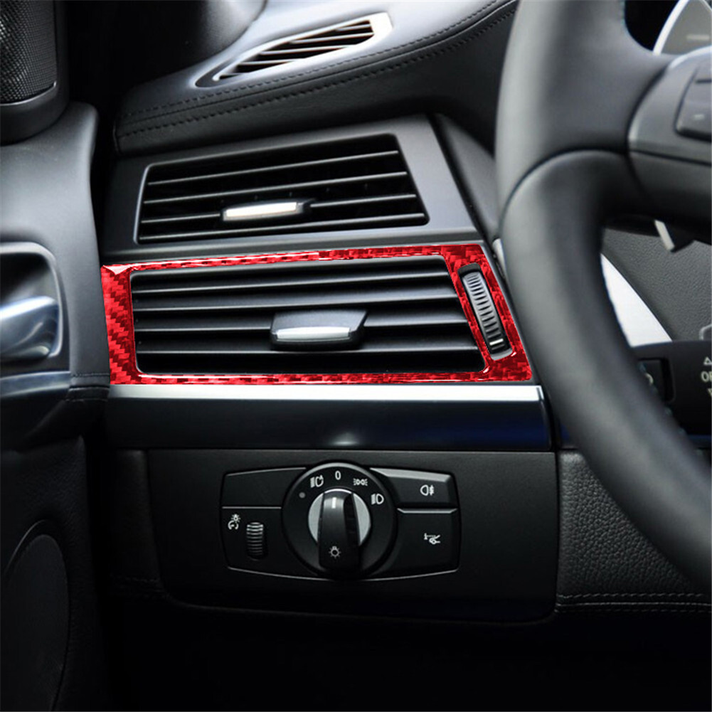 Red Carbon Fiber Side Air Vent Outlet Lower Cover Trim For BMW X5 E70 ...