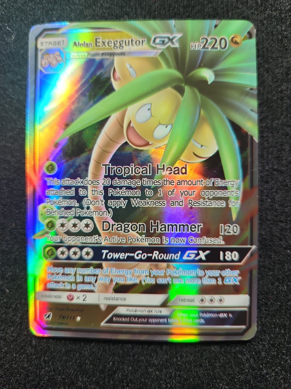 Alolan Exeggutor GX Crimson Invasion 74/111 Holo Ultra Rare Pokémon TCG ...