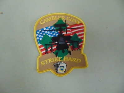 PATCH MILITARY GAMBLER GUNS STRIKE HARD HELICOPTER AVIATION AMERICAN ...