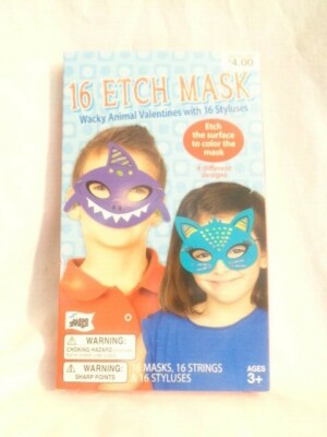 New 16 Etch Mask Wacky Animal Valentines Masks, Strings, And Styluses ...